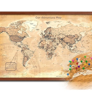 World Map Wall Art, Large Push Pin Map, Canvas Poster - Etsy