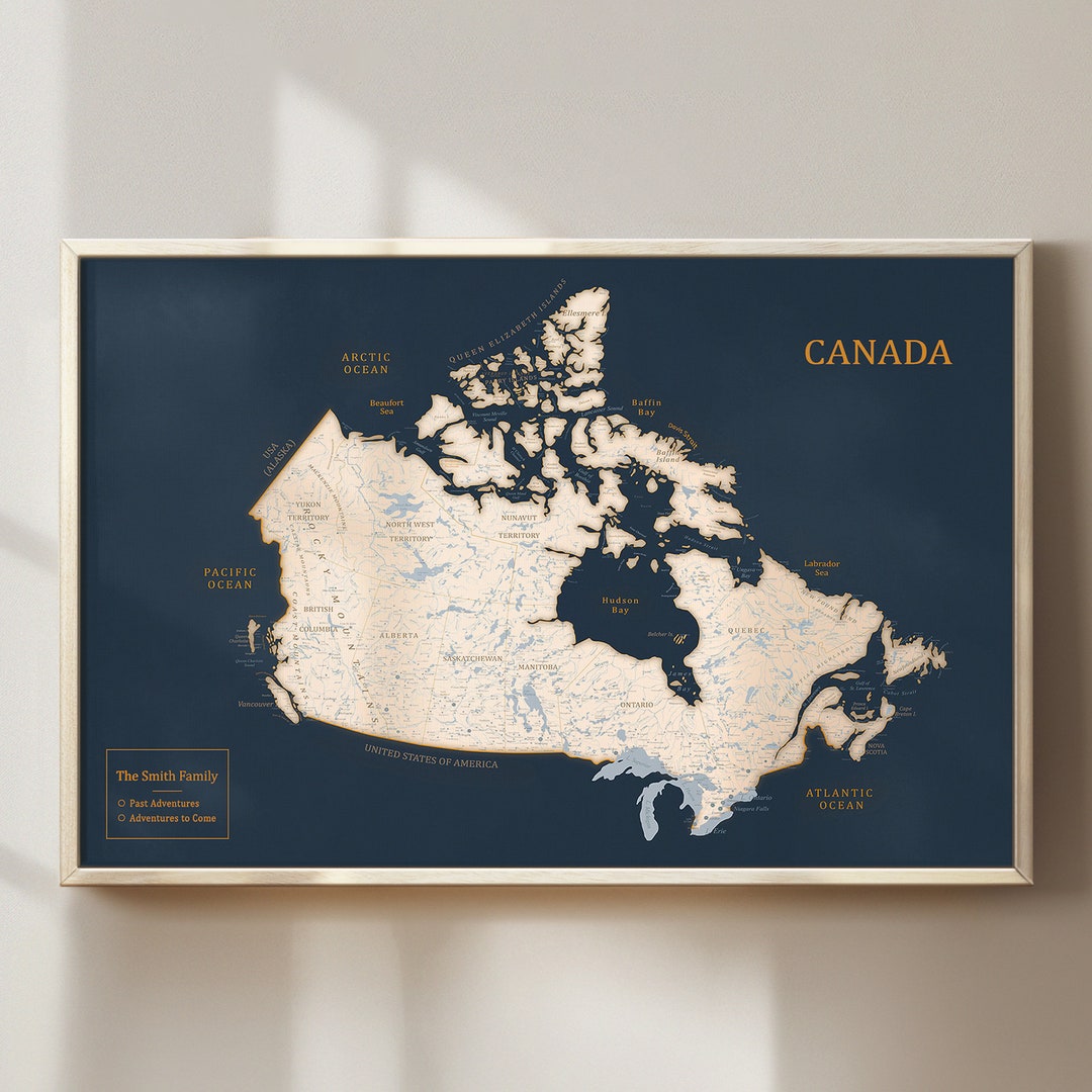 Canada Push Pin Map, Large Wall Art Map, Canada Travel Map, Custom Gift ...