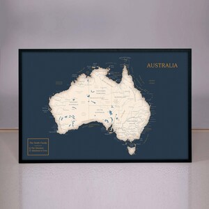 Custom Australia Map, Push Pin Australia Map, Australia Pin Board Map ...