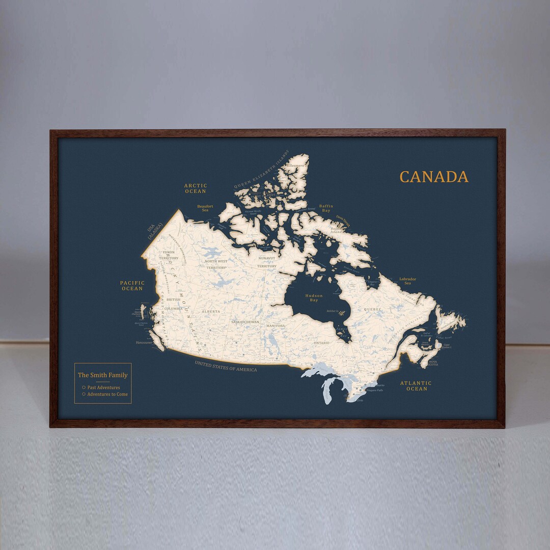 Canada Map, Push Pin Canada Map, Framed Large Custom Map, Gift for ...
