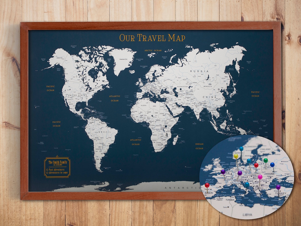 Pin Board Map Large Push Pin Maps Pin Board Map World Map | Etsy