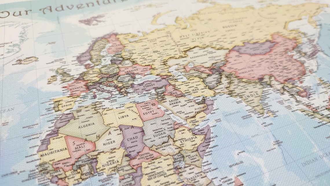 Custom Pin Map Travel Pin Maps Custom Push Pin Maps - Etsy