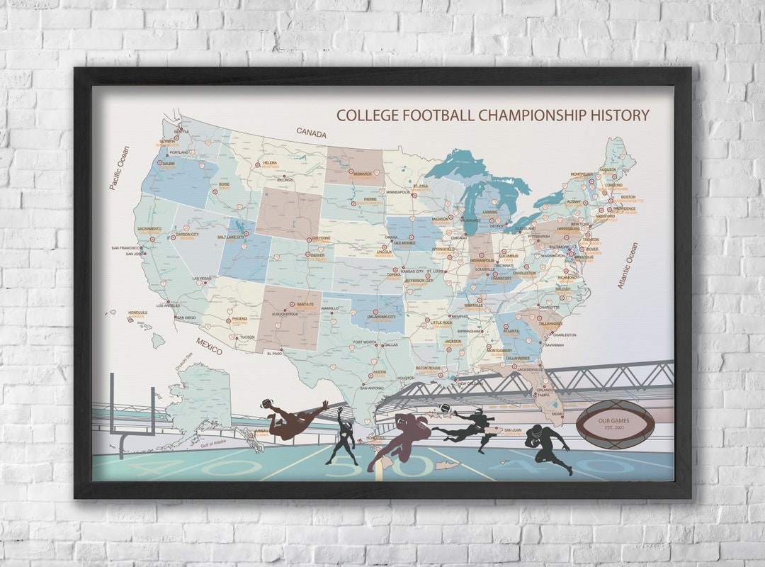 Football Gift Map, Push Pin Map, Football Team Gift - Etsy