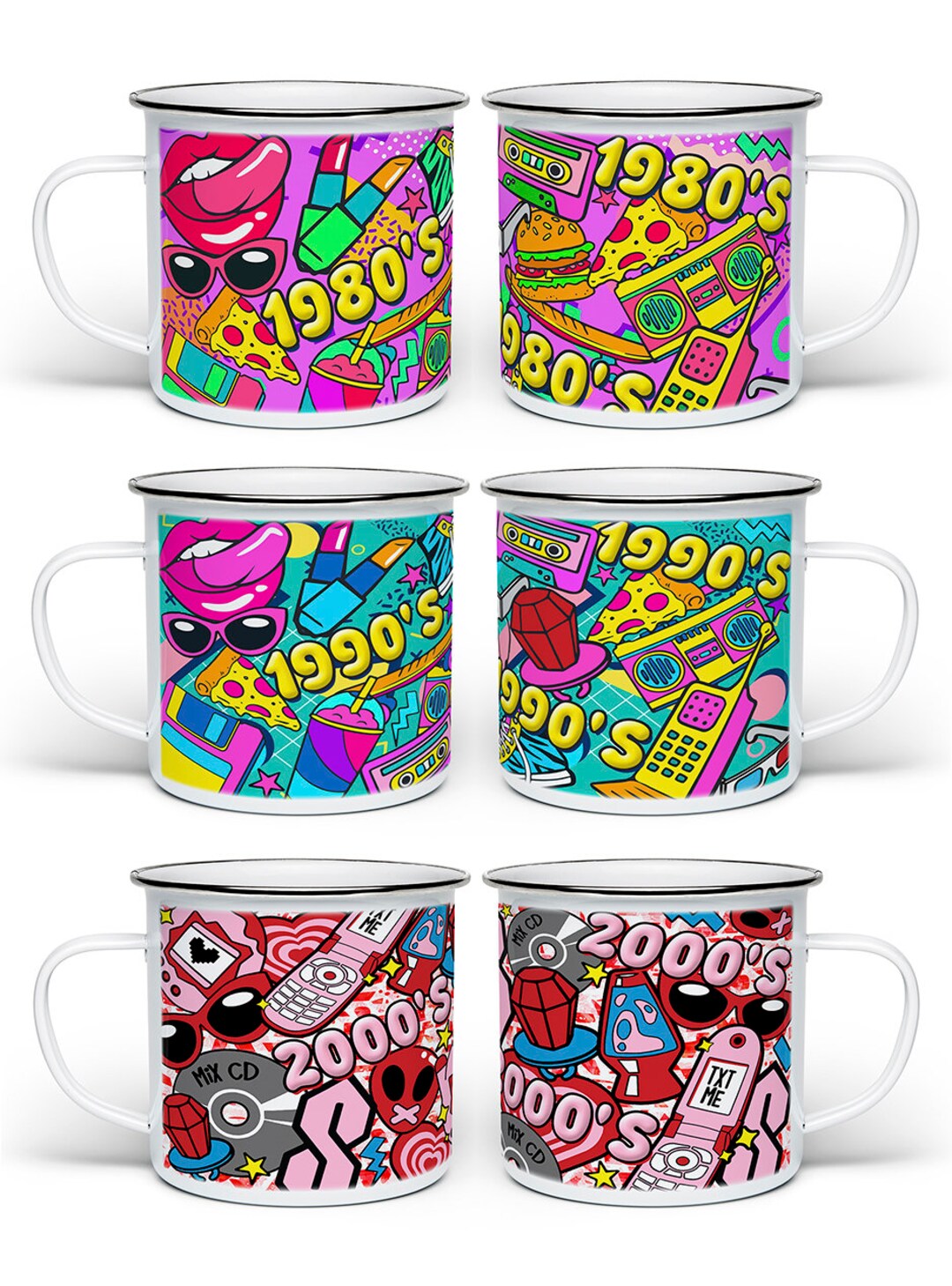 Retro Nostalgic Decade 1980's 2000's Cool Novelty Enamel Tin Mug - Etsy