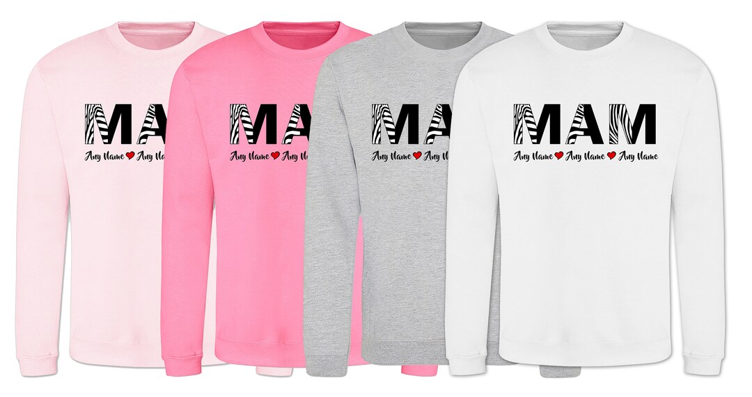Personalised any Kids Names mam Zebra Animal Print Unisex Men Women ...