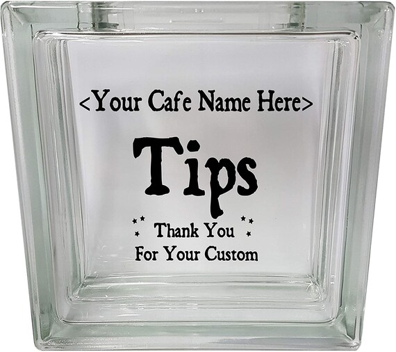 Personalised Cafe Tips Box Clear View Decoration Glass Block - Etsy