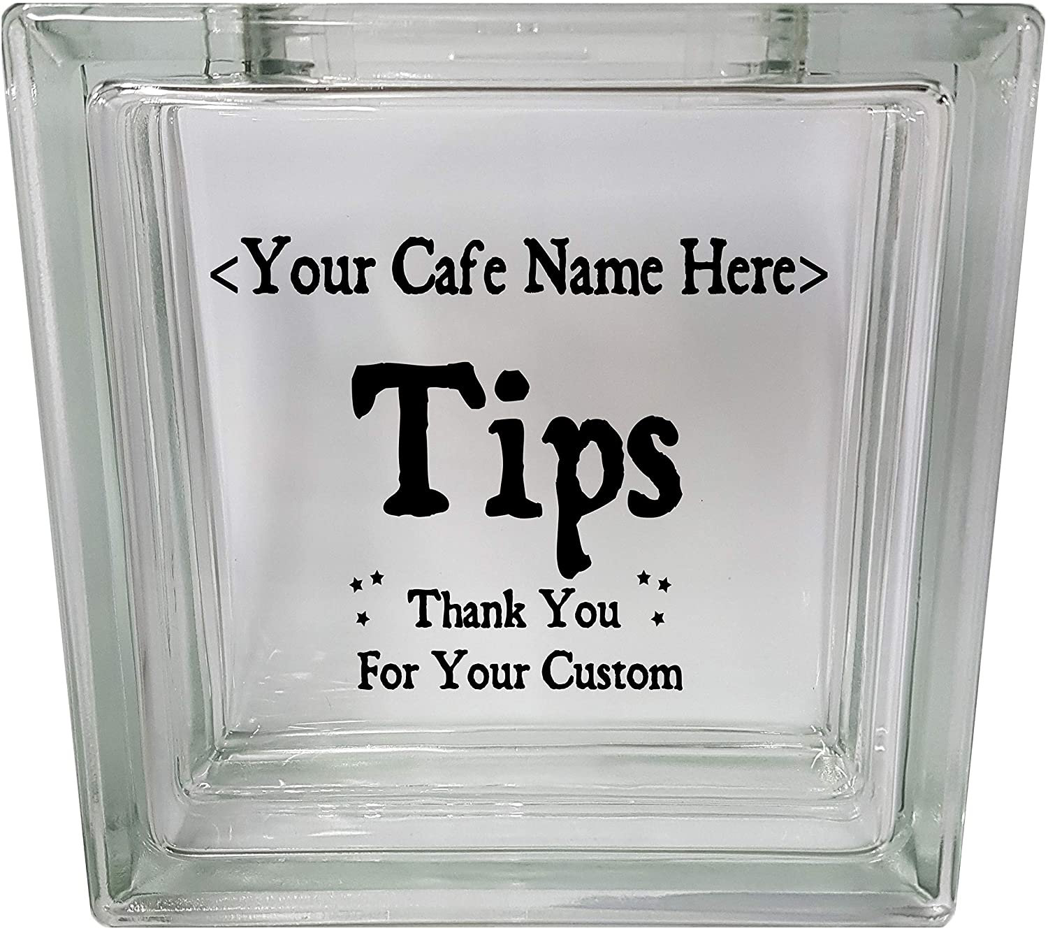 Personalised Cafe Tips Box Clear View Decoration Glass Block - Etsy UK