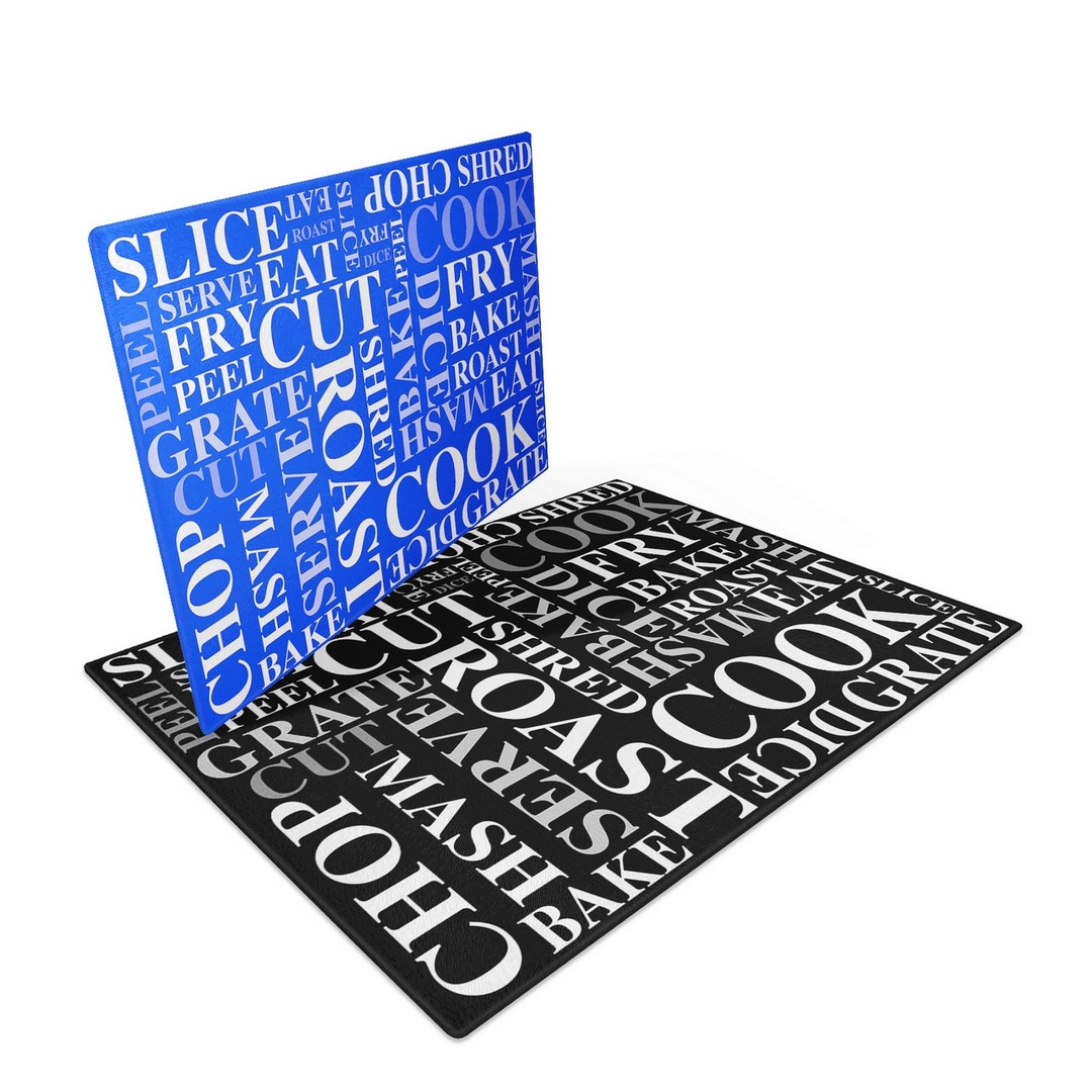 Slice Cook Cut Chop Wording Tempered Glass Chopping Board - Etsy