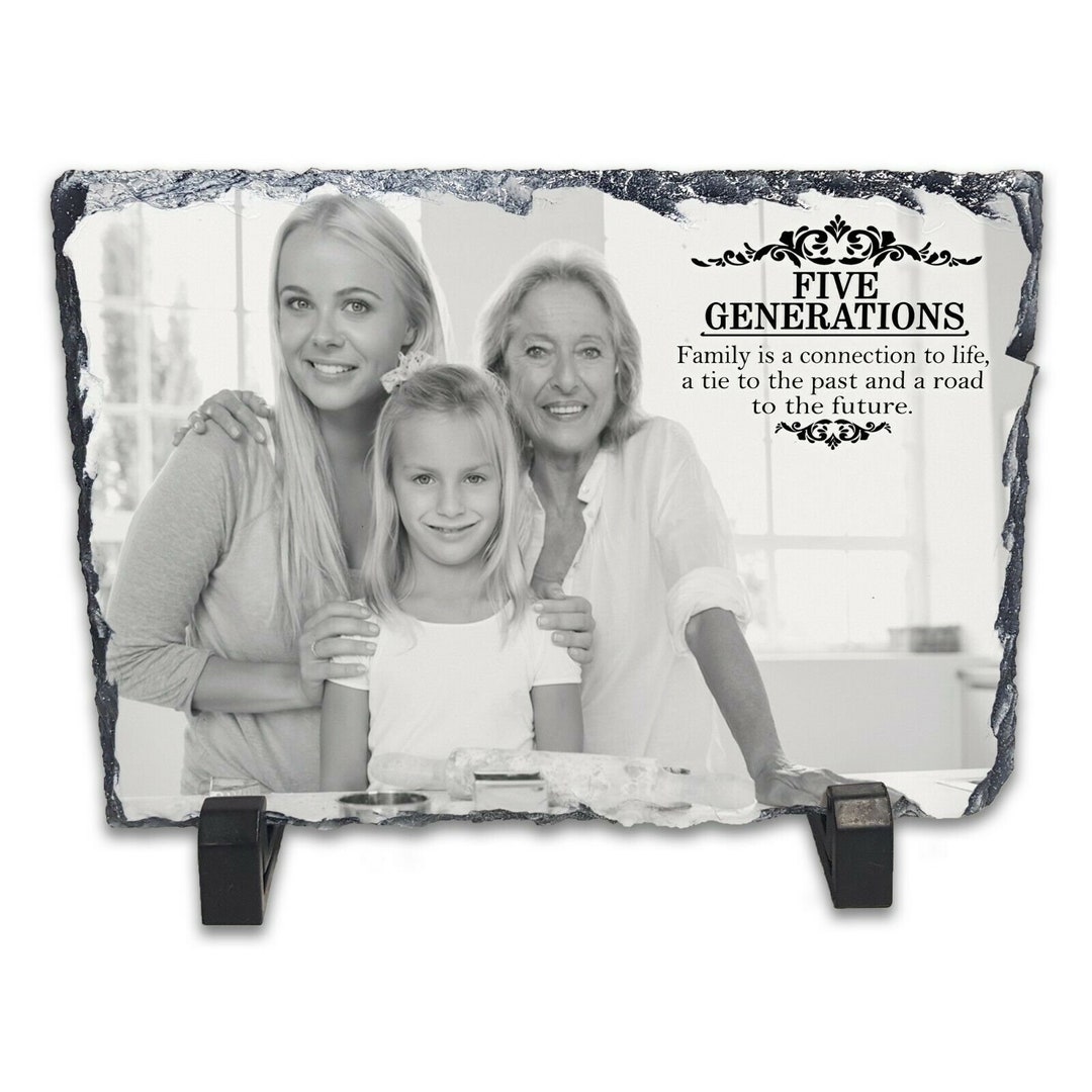 Personalised Five Generations Family Rock Slate Photo Frame Rectangle ...