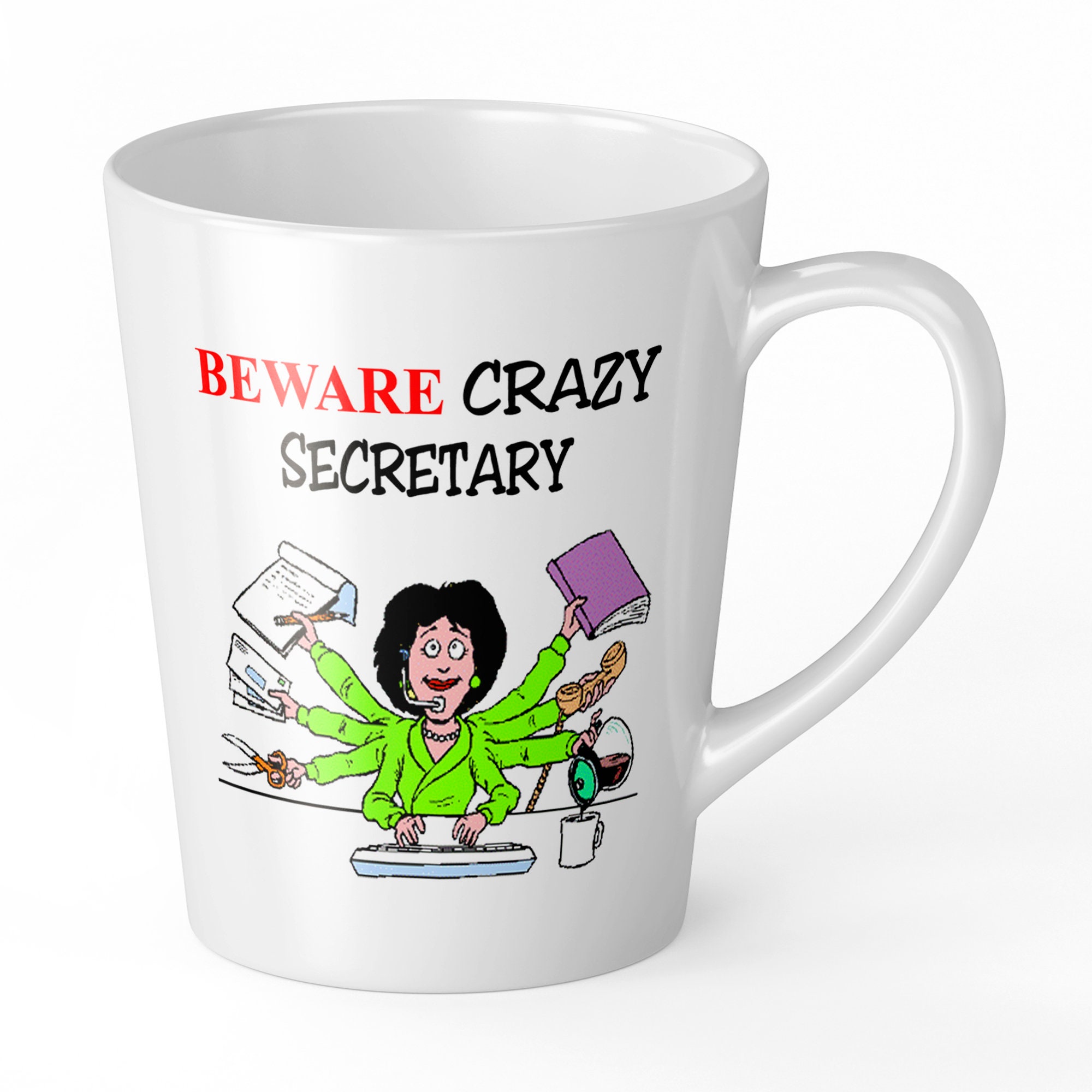 12oz Beware Crazy Secretary Funny Novelty Gift Latte Mug | Etsy