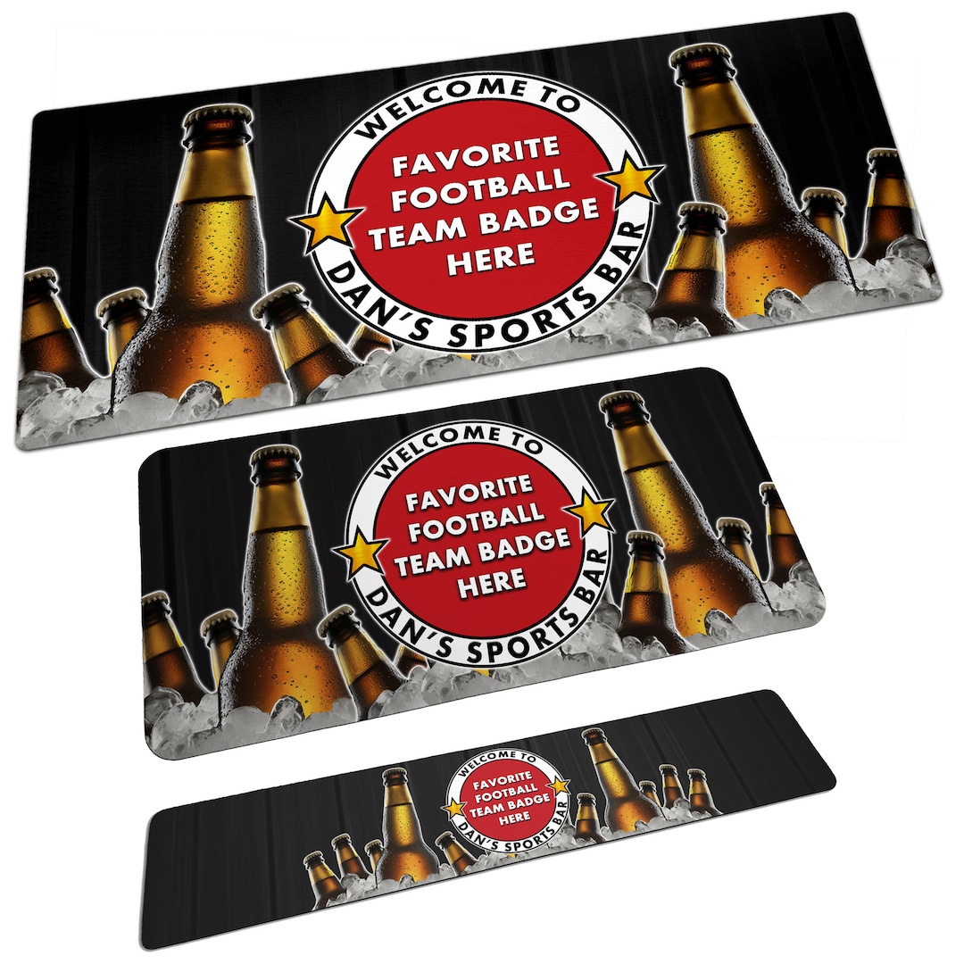 Personalised Football Badge Sports Bar Rubber Bar Runner/bar Mat ...