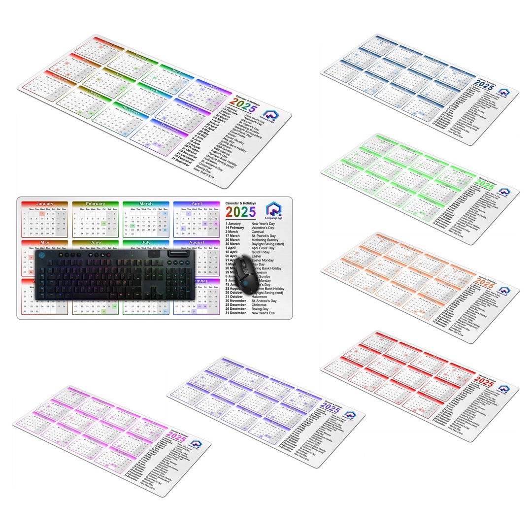 Personalised XXL Calendar & Holidays 2025 Computer PC Gaming Mousemat ...