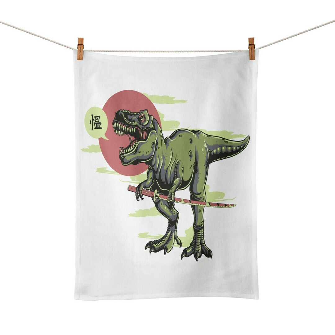 Japanese Anime Samurai T-rex Dinosaur Tea Towel - Etsy
