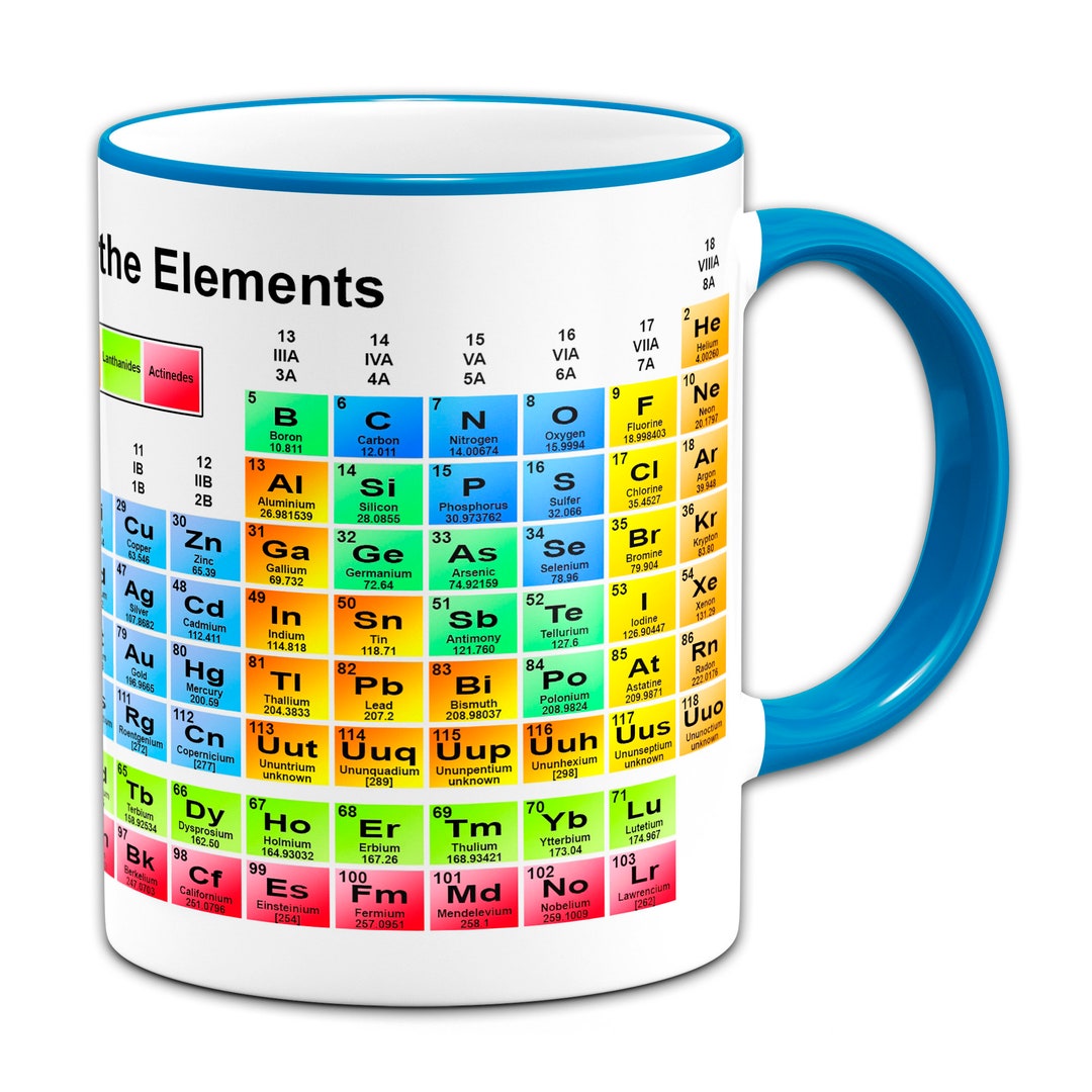 Periodic Table of the Elements Gift Mug Blue Rim & Handle - Etsy