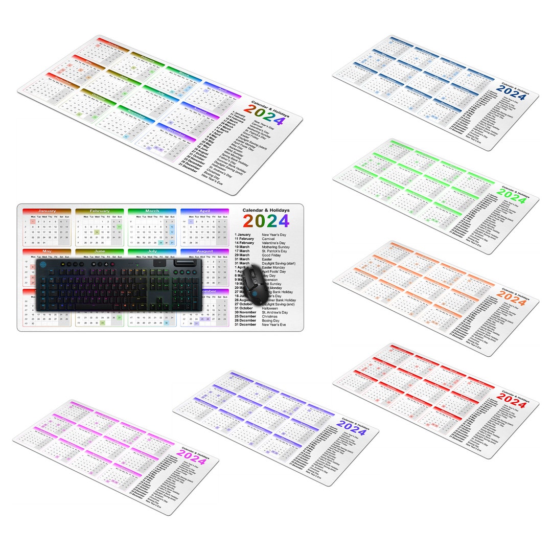 XXL Calendar & Holidays 2024 Computer PC Gaming Mousemat various ...