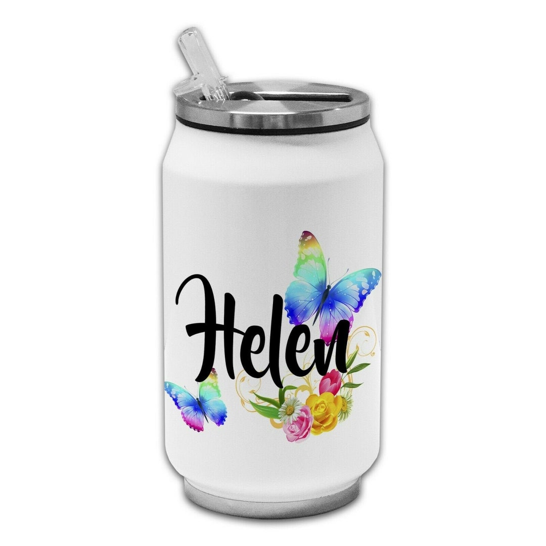 Personalised Beautiful Butterflies & Flowers Novelty Thermos Drinking ...