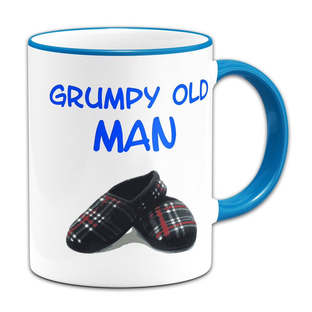 Grumpy Old Man Novelty Gift Mug Blue Rim & Handle - Etsy