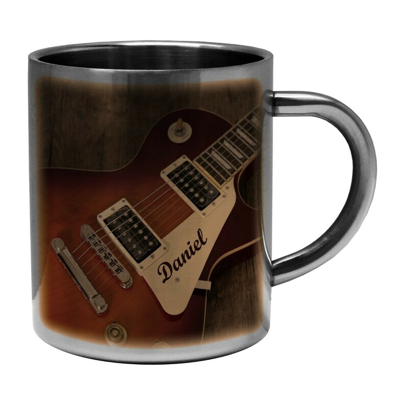 Personalised Guitar Music Rock Band Novelty Gift Steel Mug | Etsy