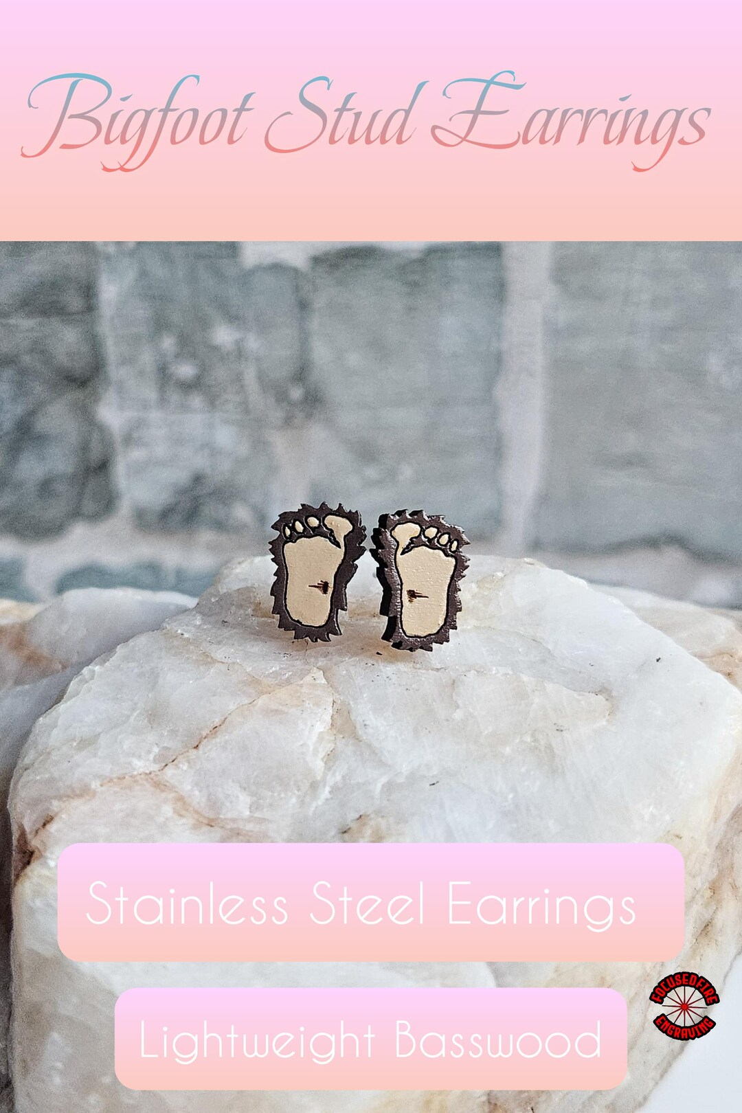 Bigfoot Stud Earrings | Laser-cut & Hand-painted | Adorable Sasquatch ...