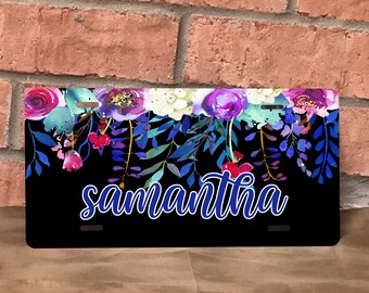 Floral License Plate - Etsy