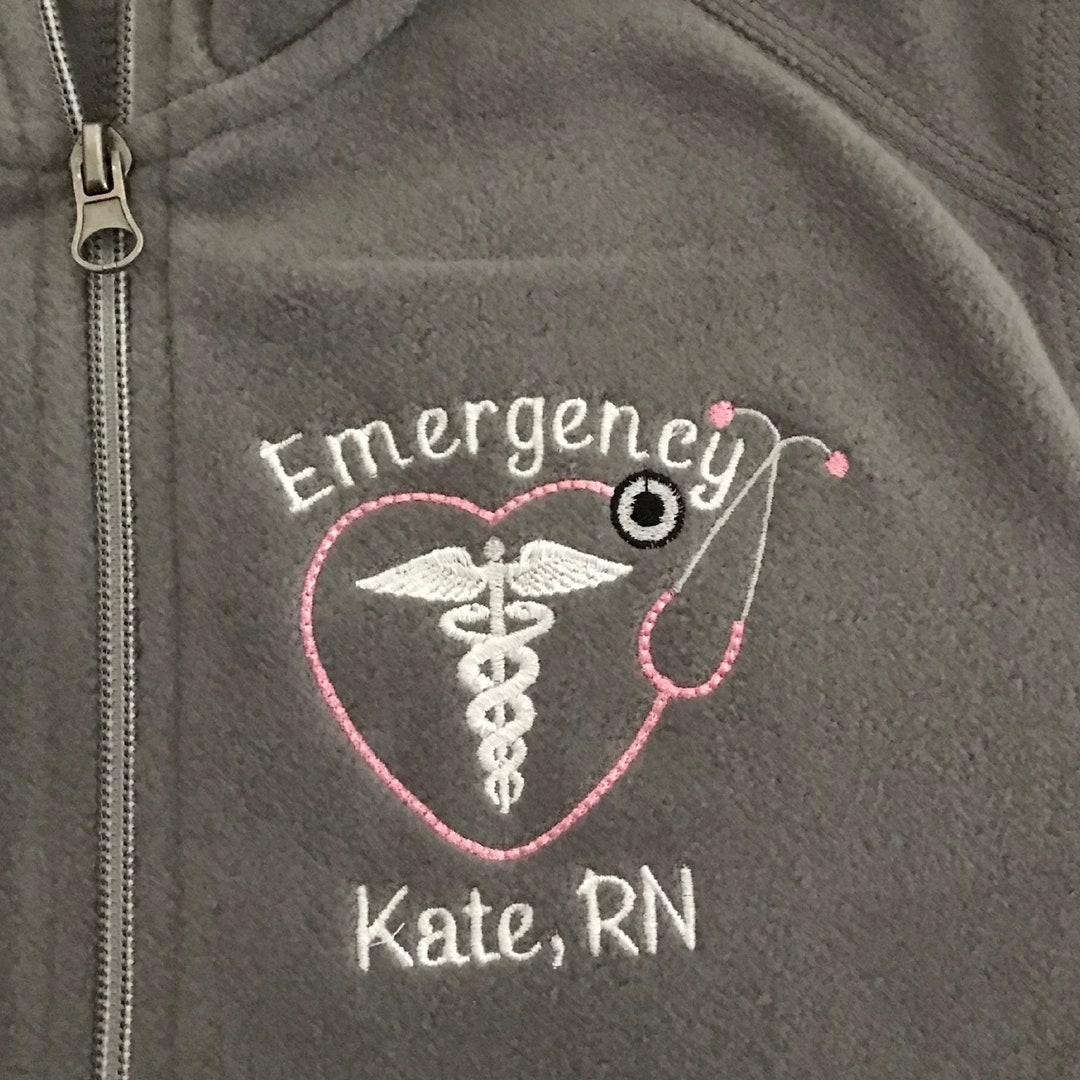 Caduceus Nursing Jacket. Heart Stethoscope. Personalized Medium Weight ...