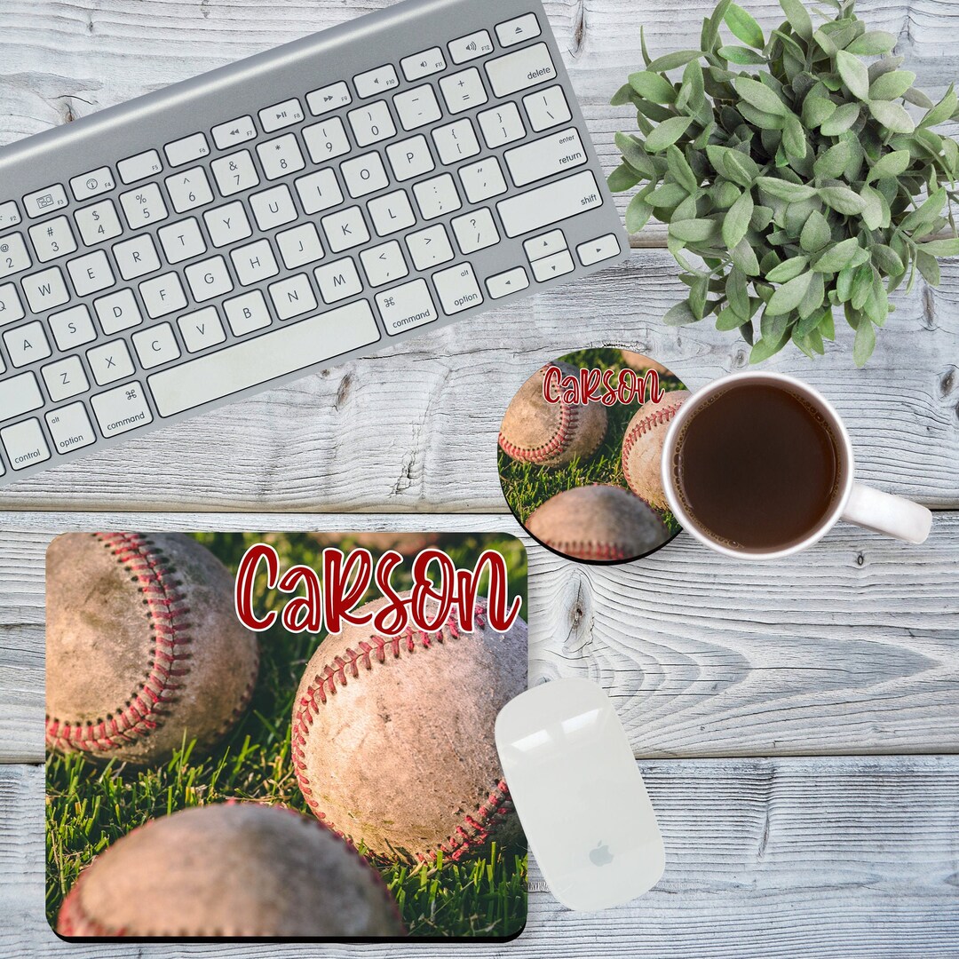 Baseball Mouse Pad and Desk Coaster Set. Sports Mousepad. Custom Mouse ...