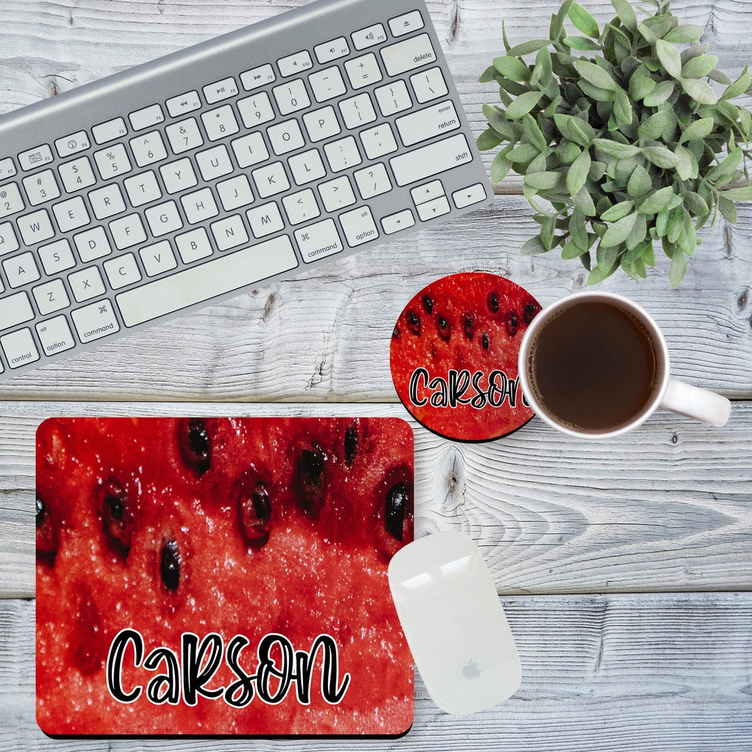 Watermelon Mouse Pad and Desk Coaster Set. Summer Fruit Mousepad ...
