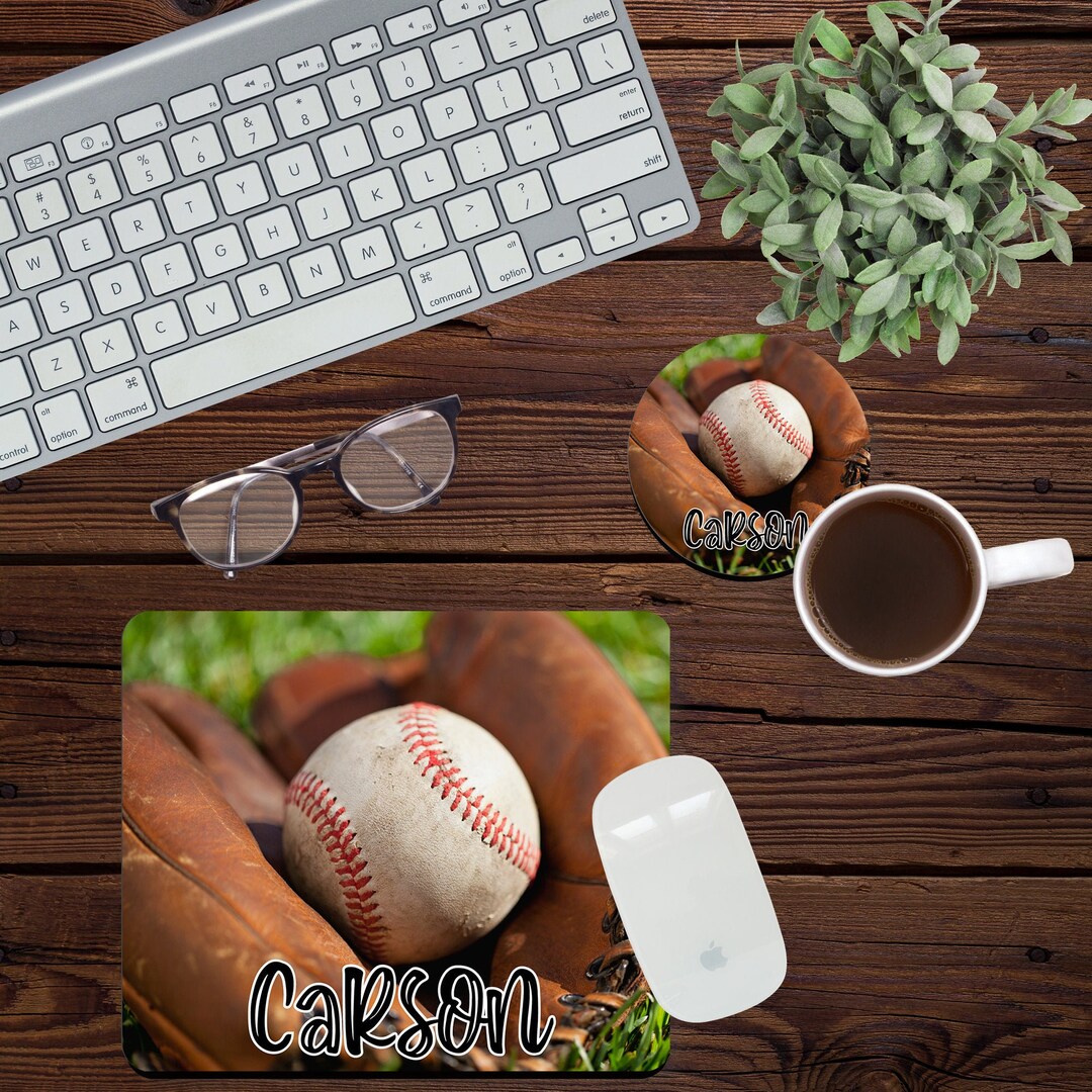 Baseball Mouse Pad and Desk Coaster Set. Sports Mousepad. Custom Mouse ...