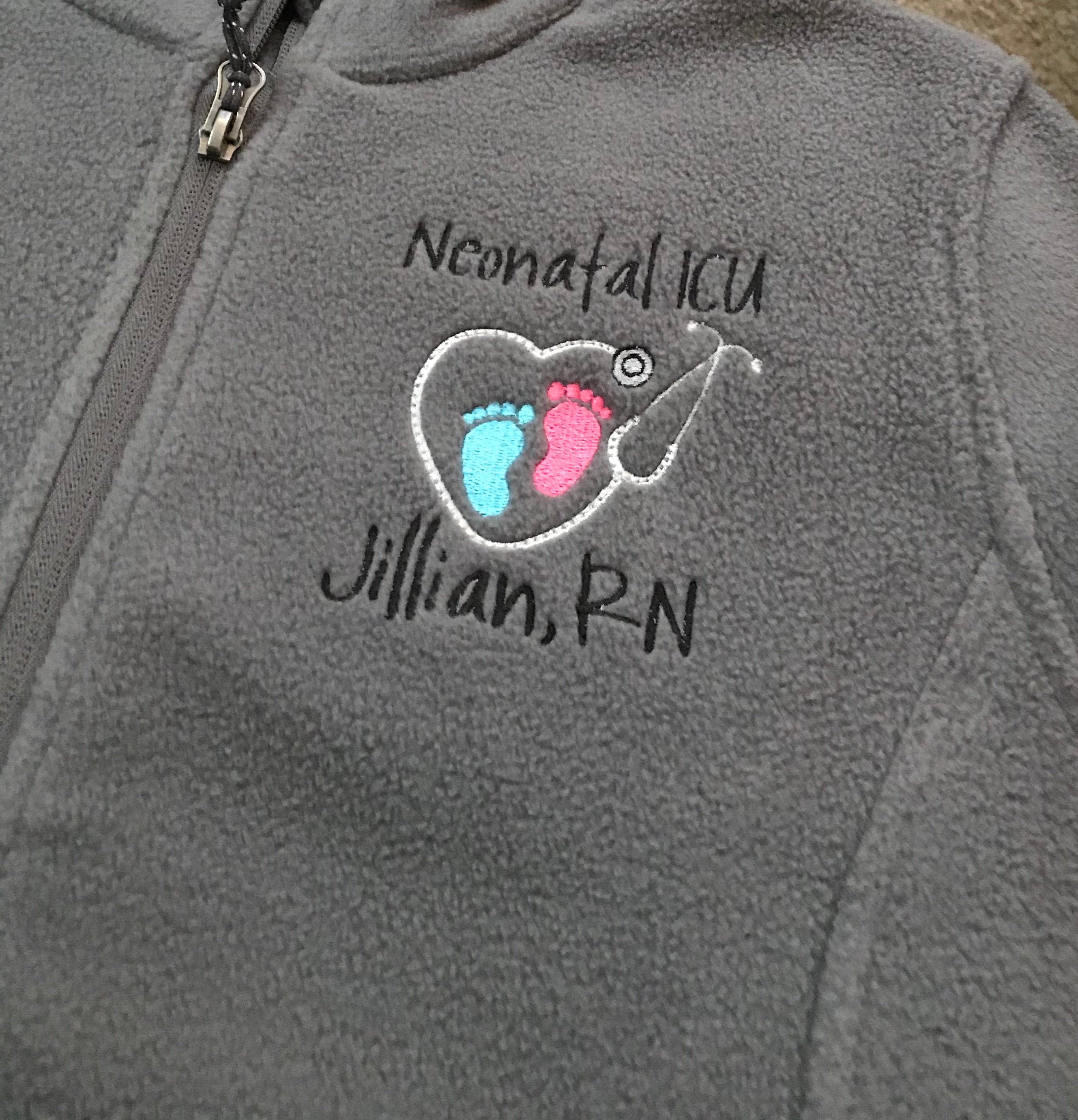 Personalized Full Zip Fleece Jacket. Neonatal ICU Jacket NICU | Etsy