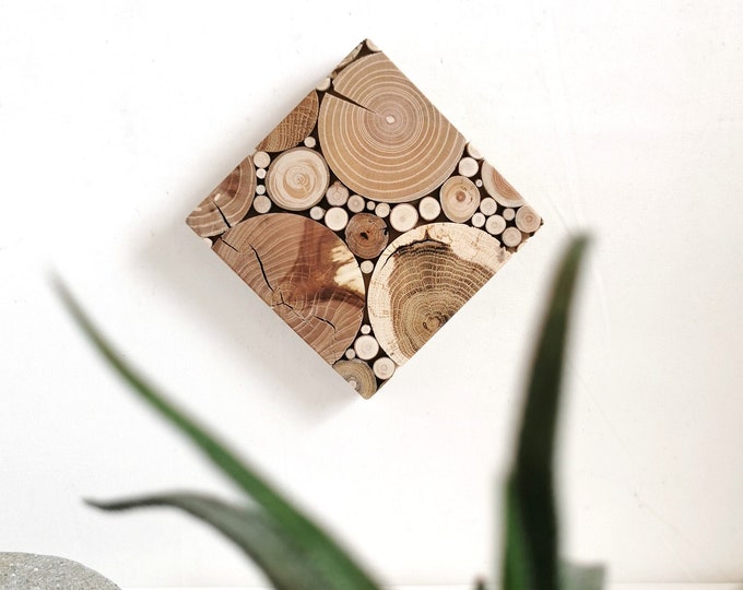 Diamond Shape Wooden Mosaic/ Home Office Wood Wall Art/ Driftwood Wall ...