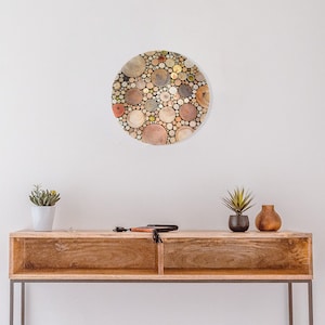 Round Wood Wall Art/ Circle Wood Wall Hanging/ Reclaimed Wood Mosaic ...
