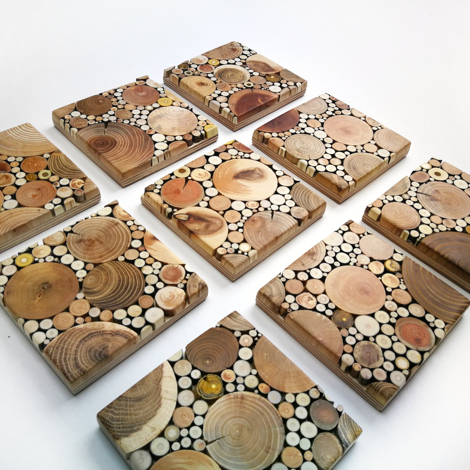 Set of 9 Wood Wall Tiles/ Geometric Wood Wall Decor/ Wood - Etsy