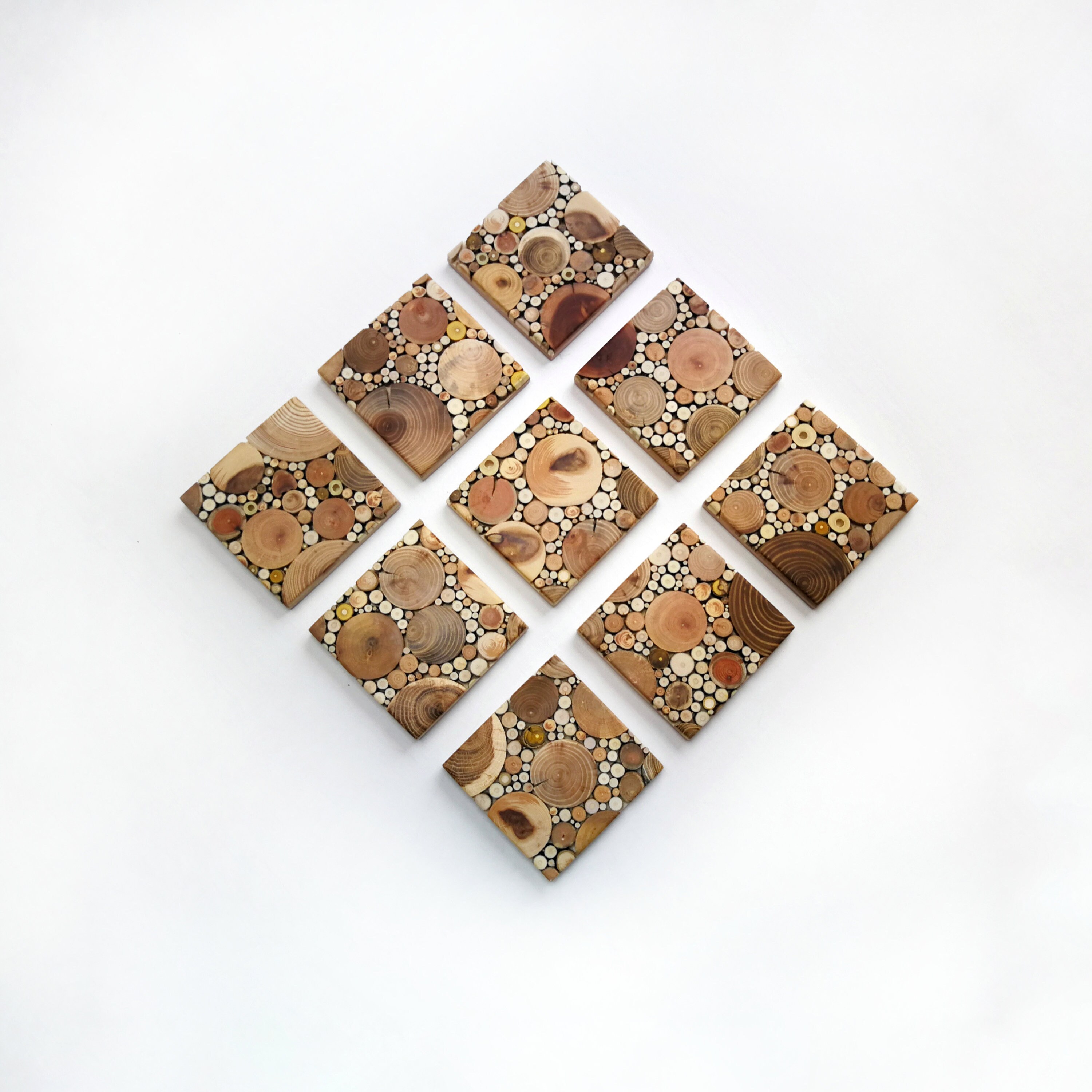Set of 9 Wood Wall Tiles/ Geometric Wood Wall Decor/ Wood - Etsy