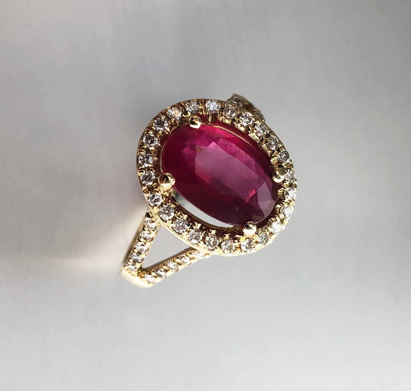 Vintage Style Ruby Ring in Gold With Real Diamonds Victorian Style ...