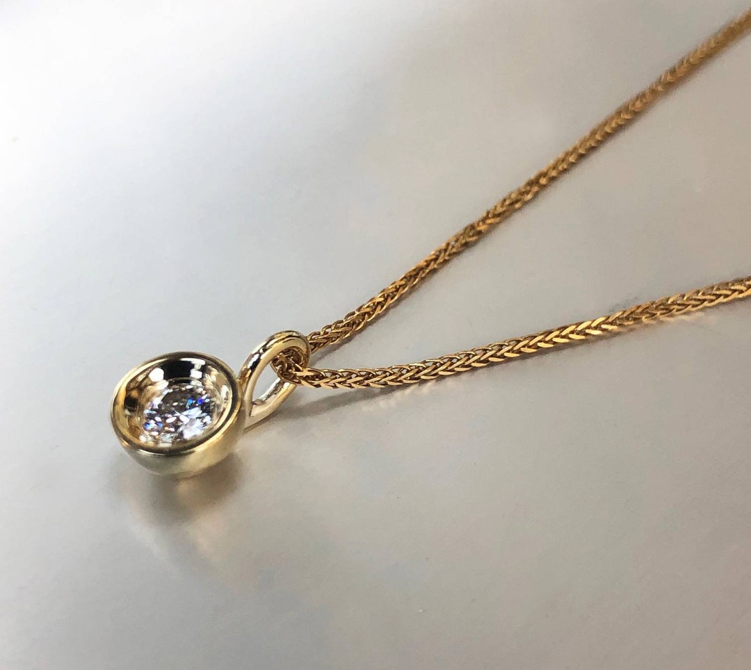 Natural Diamond Pendant Necklace; Small Diamond Pendant; Tiny Diamond ...