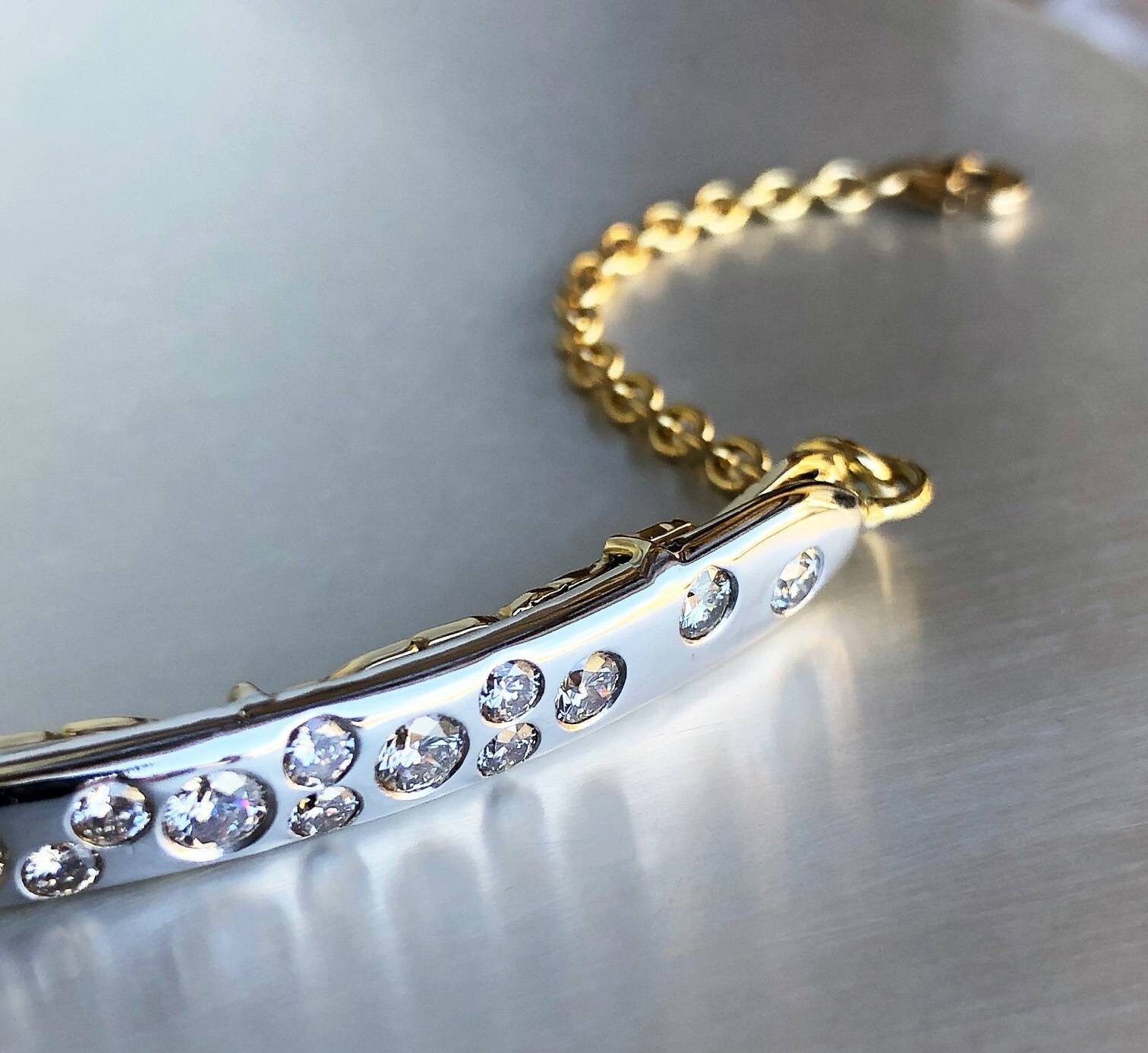 Diamond Chain Bracelet, Bracelet With Diamonds, Diamond Bracelet - Etsy UK
