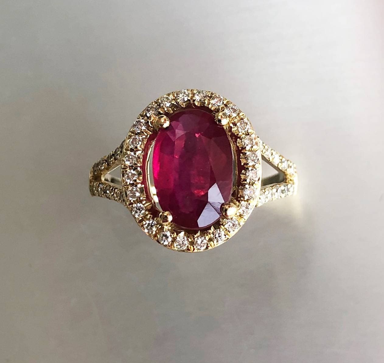 Vintage Style Ruby Ring in Gold With Real Diamonds Victorian Style ...