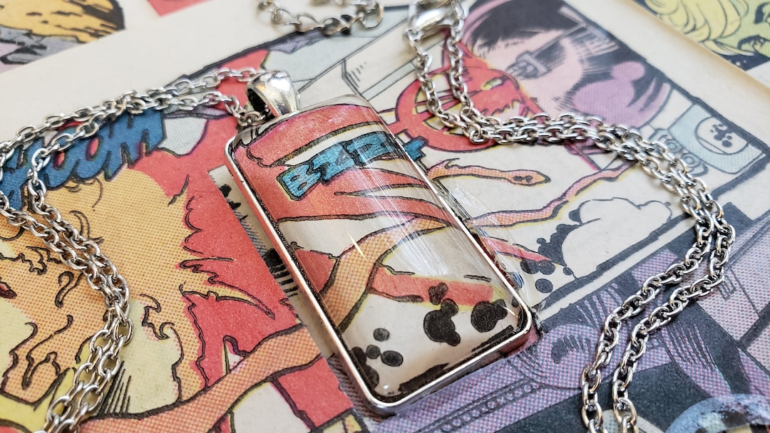 Vintage Comic Necklace DC Comics Action Text Upcycled and Handmade - Etsy
