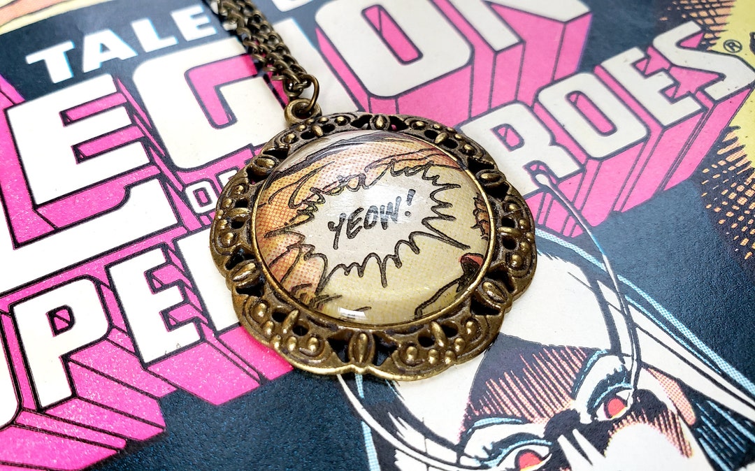 Vintage Comic Text Necklace yeow Supergirl, DC Comics Upcycled and ...
