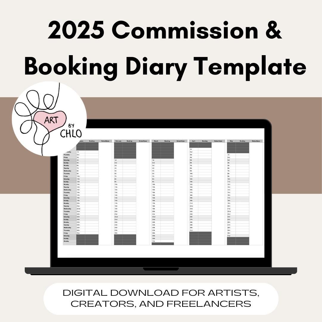 2025 Commission & Booking Diary Template | Digital Download for Artists ...
