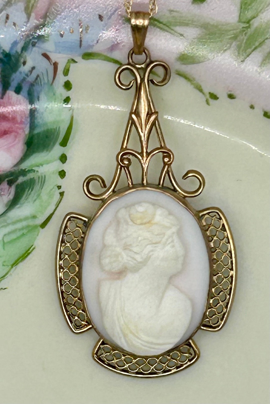 Antique Vintage Italian Victorian Conch Carved Shell Cameo High Relief ...