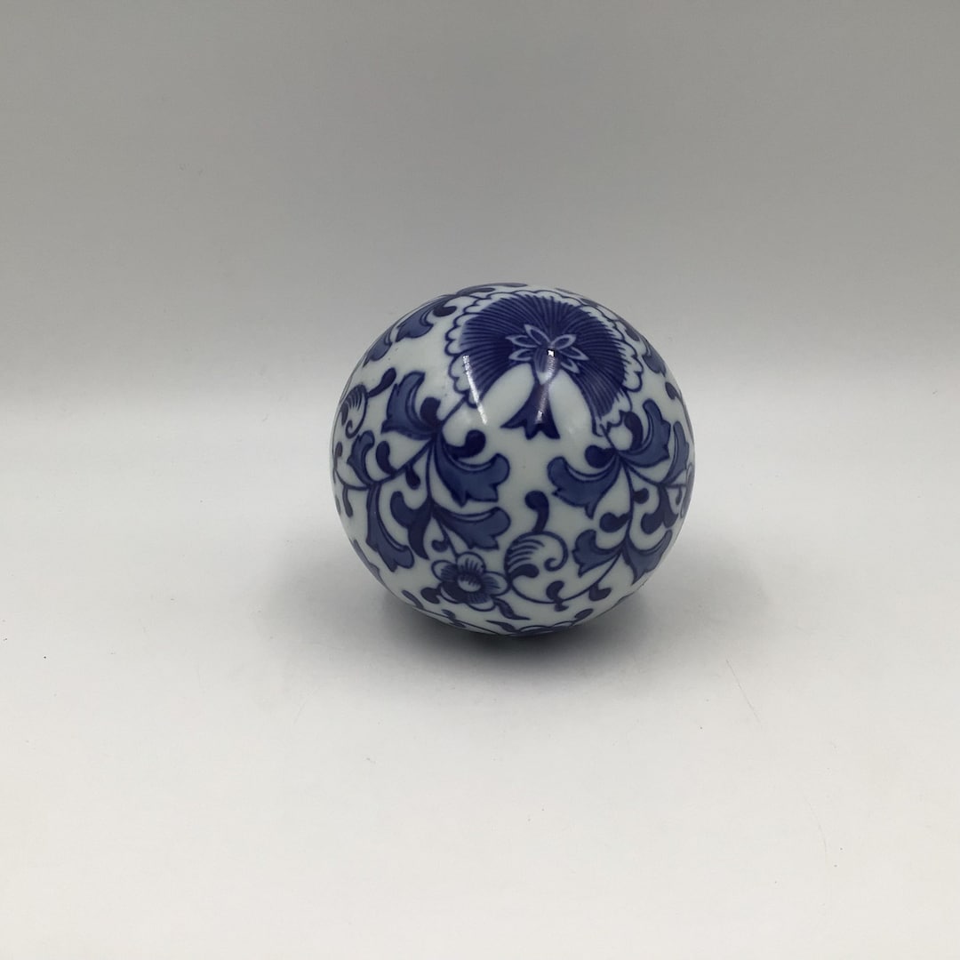 Chinoiserie Blue and White Chinese Ceramic Style Ball, Birthday Gift ...