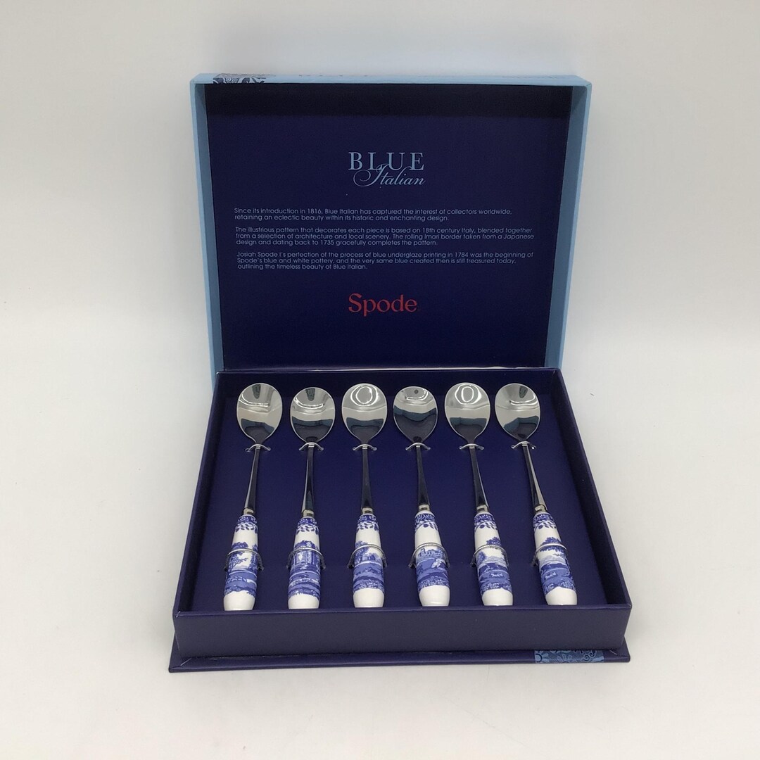 Boxed Spode Italian Blue and White Ceramic Tea Spoons - Etsy