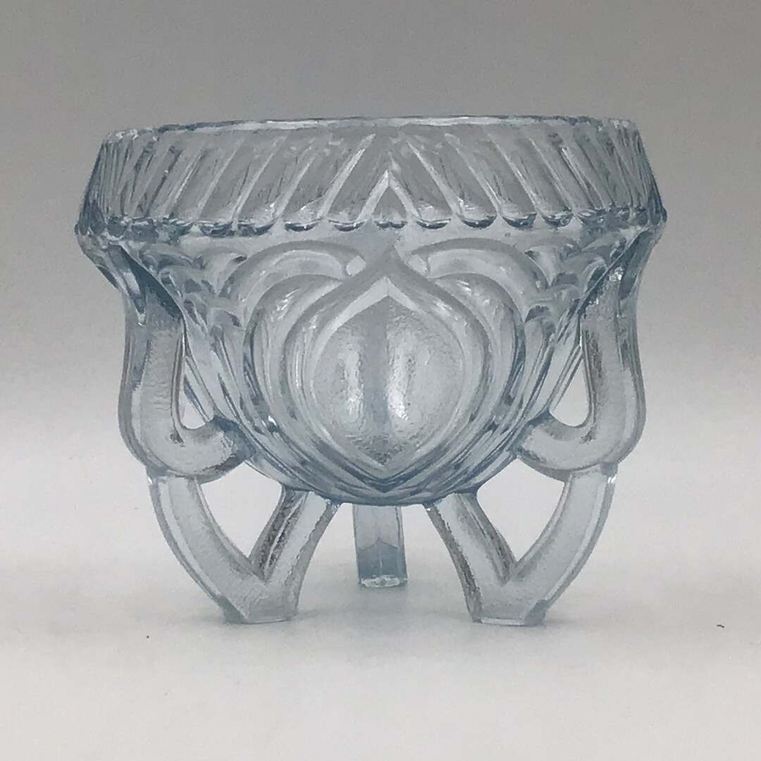 Vintage Art Deco Round Blue Glass Vase, Birthday Gift, Christmas Gift ...