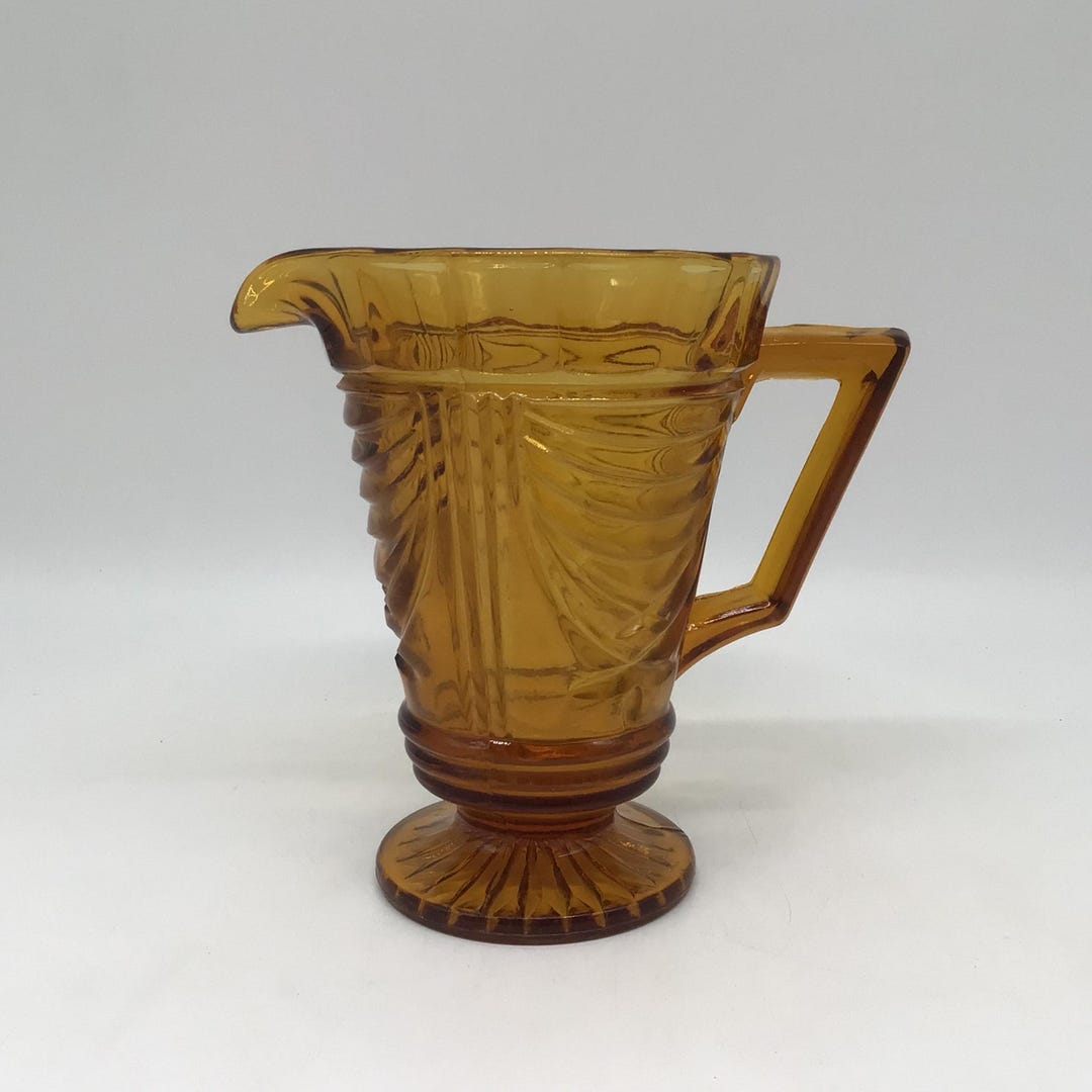 Vintage Art Deco Amber Pressed Glass Jug, Mother’s Day Gift, Birthday ...