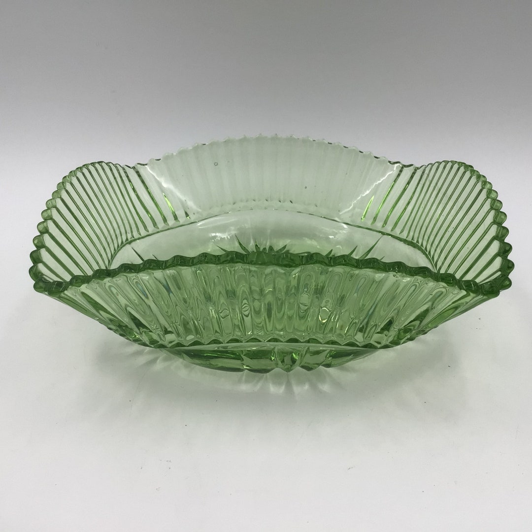 Vintage Art Deco Square Green Glass Bowl Art Deco Decor - Etsy