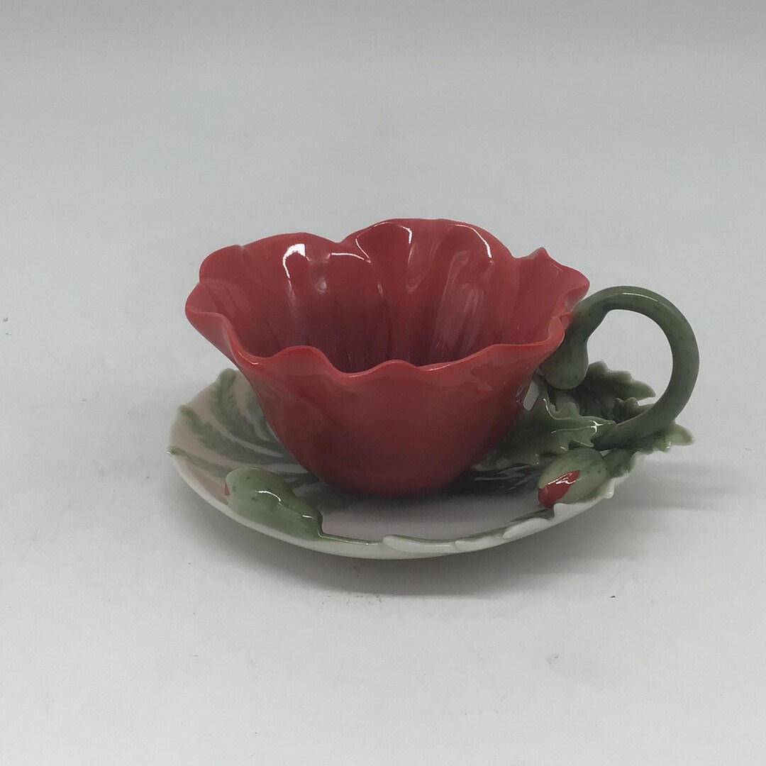 Franz Porcelain Hand Painted Poppy Cup and Saucer Boxed, Gift Ideas ...