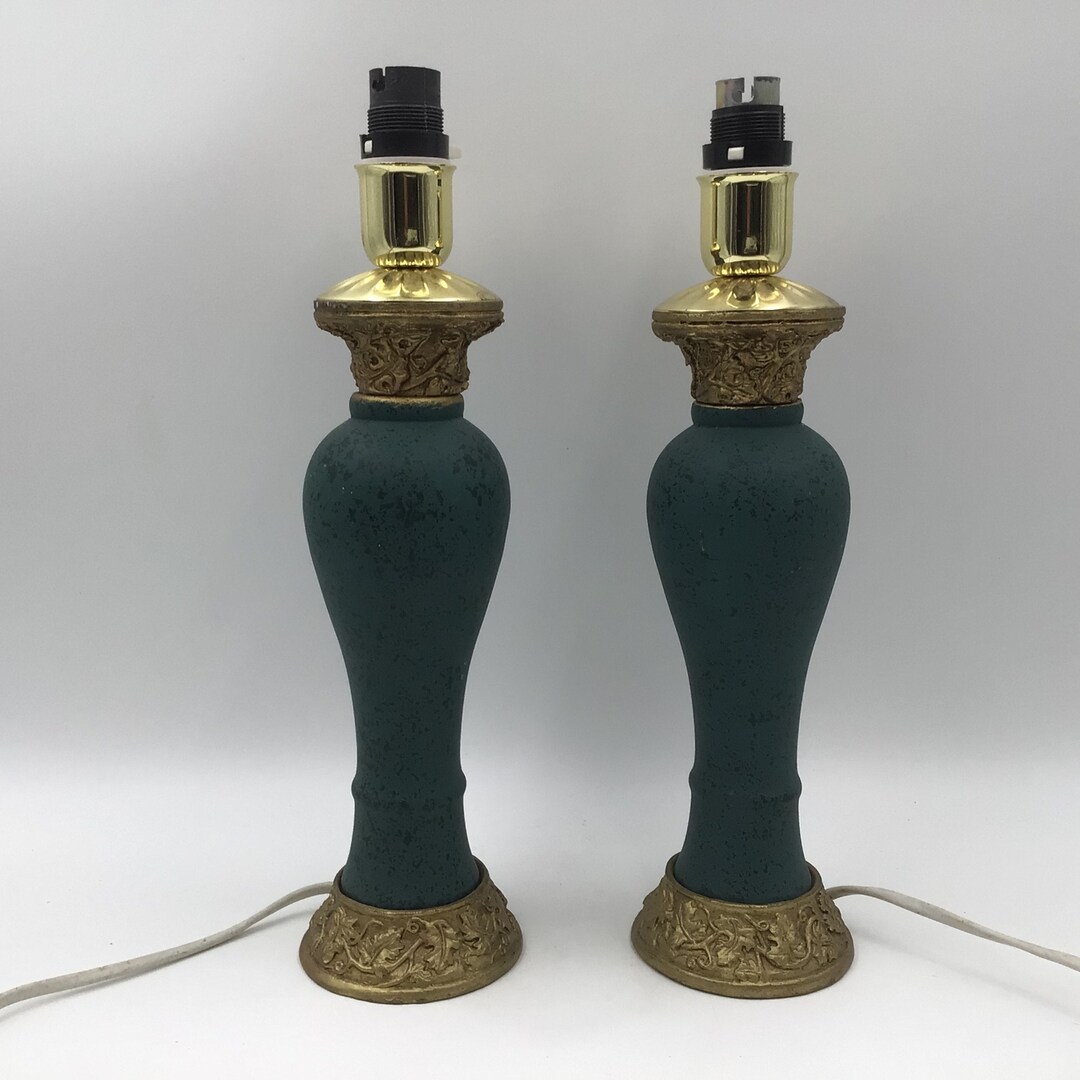 Pair of Elegant Green and Gold Lamp Stands, Gift Ideas, Christmas Gift ...
