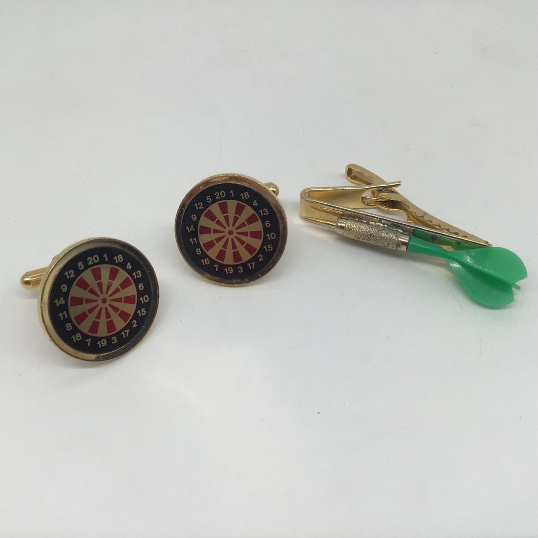 Vintage Dart Board Cufflinks & Tie Pin Set: Gold Style - Etsy