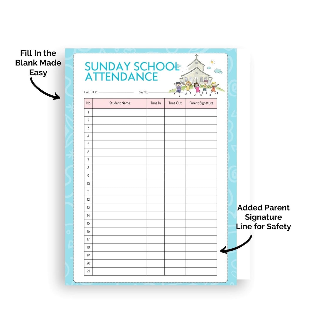 Sunday School Attendance, Attendance Tracker, Kids Attendance ...